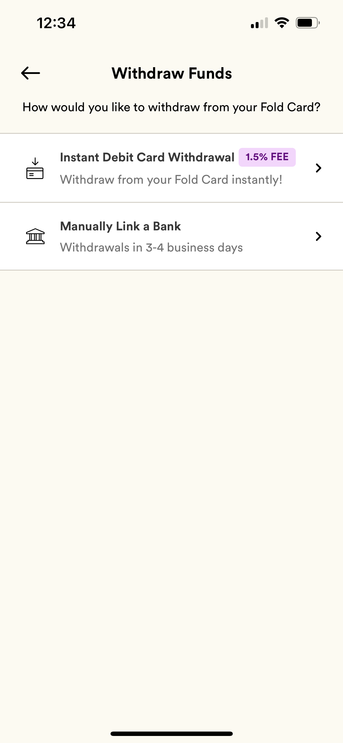 Can I instantly withdraw USD from my Fold Card balance? – Fold